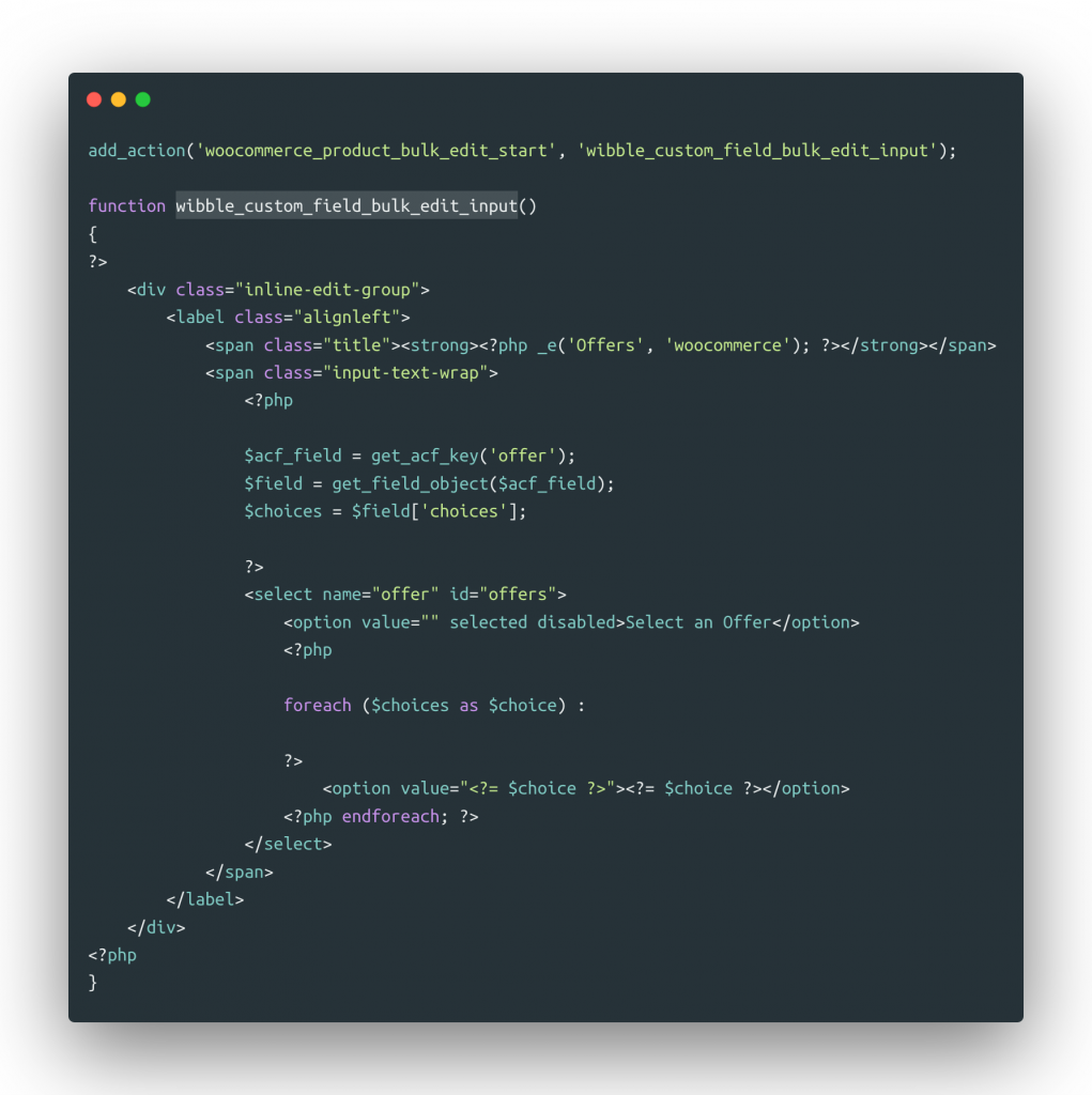 Creating Custom Bulk Edit Options In Woocommerce Wibble Web Design