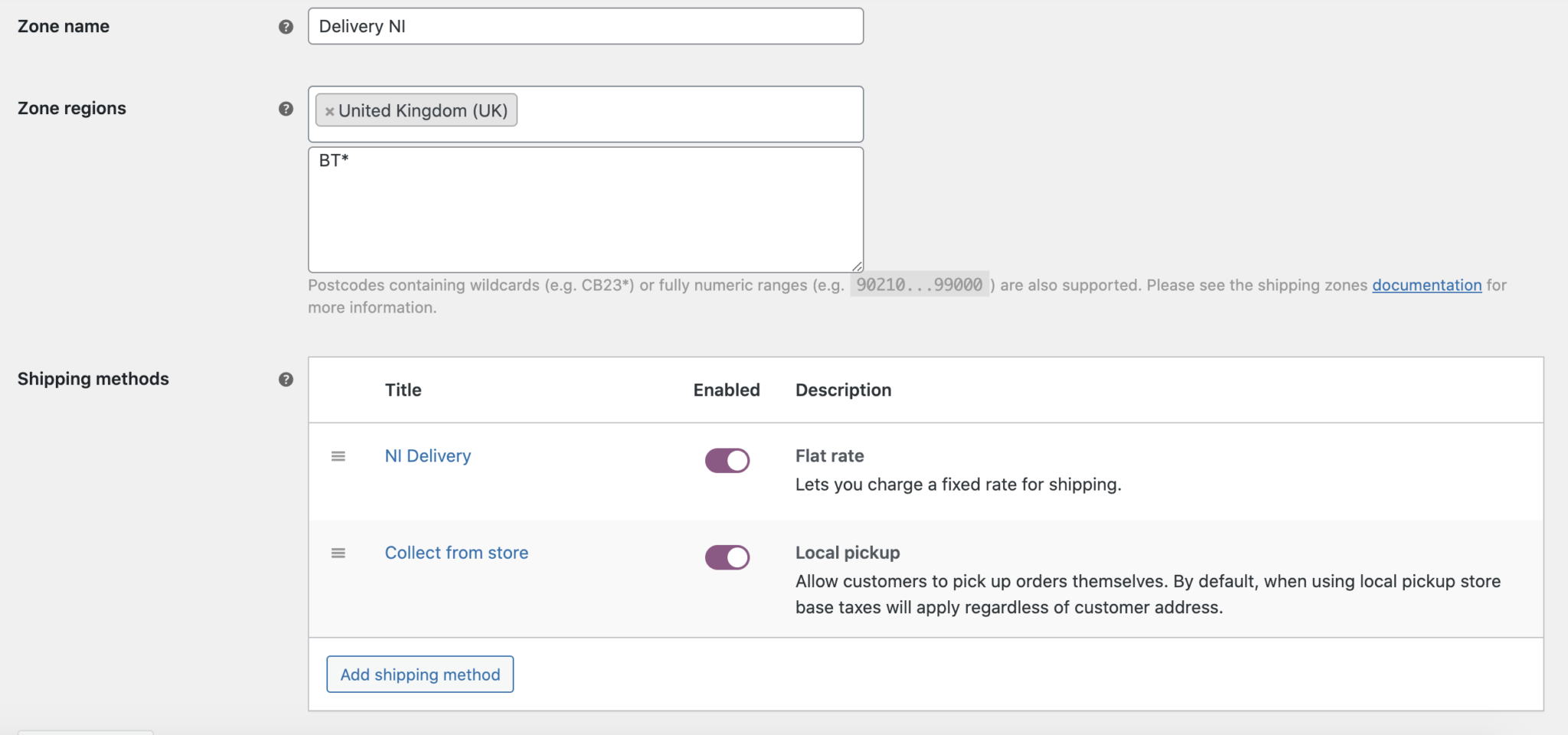 Restricting shipping zones with WooCommerce for WordPress | Wibble Web Design & Development